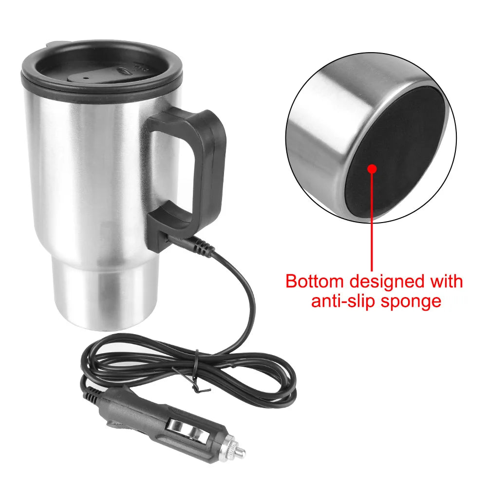 12V 450Ml Electric Heating Car Kettle Water Coffee Milk Thermal Mug Ca ...