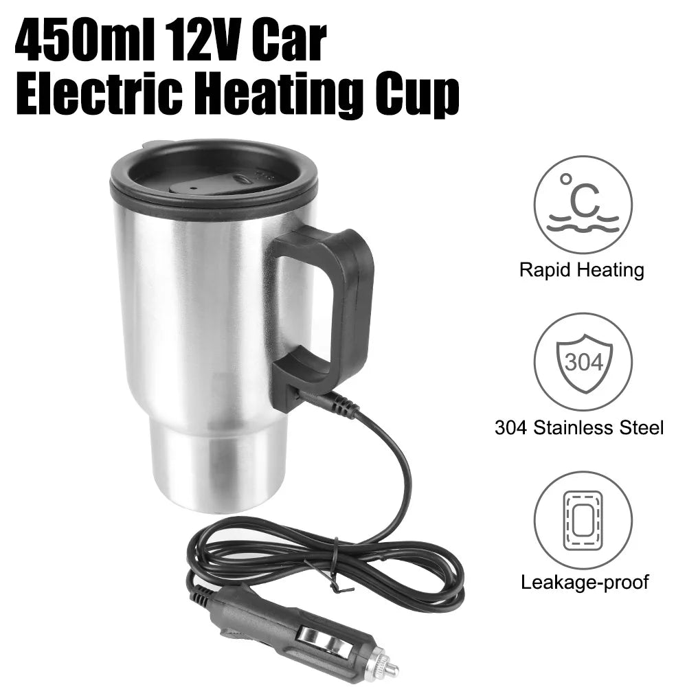 12V 450Ml Electric Heating Car Kettle Water Coffee Milk Thermal Mug Ca ...